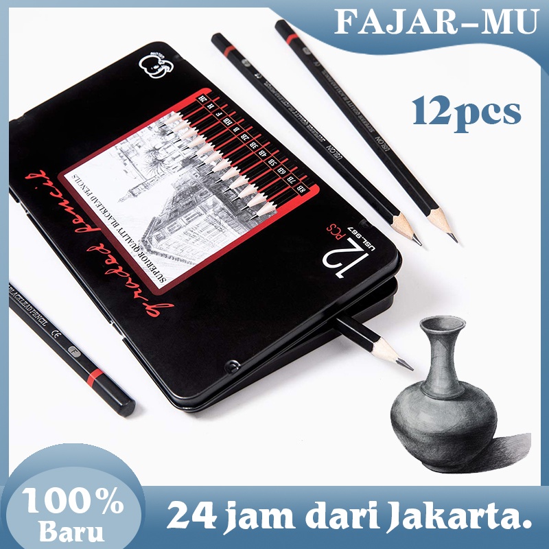 Jual 12 Pcs Pensil Gambar Sketsa Set Drawing Pencil Set Charcoal Pencils Set Sketch Pencil Set ...