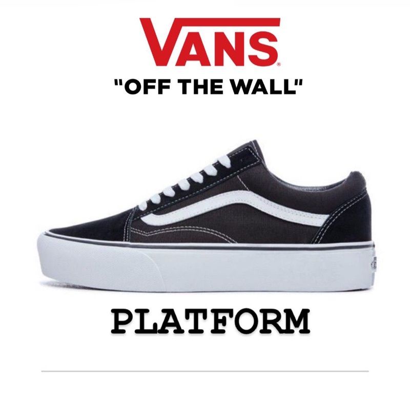 Jual Vans Old Skool Classics Platform Black White Shopee Indonesia
