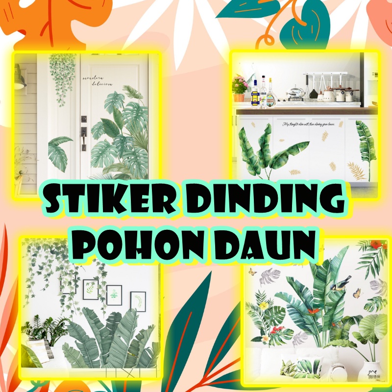 Jual GM - STIKER DINDING DAUN STIKER POT STIKER POHON STIKER DINDING ...