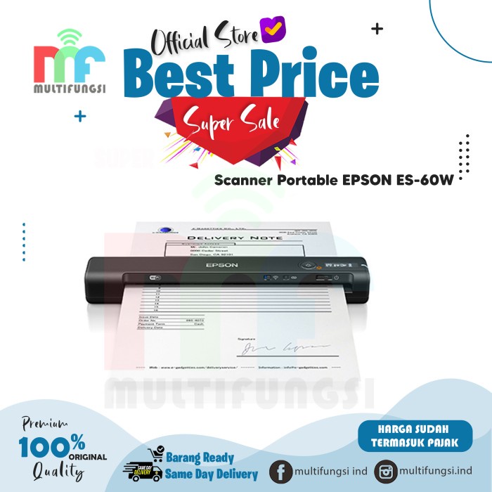 Jual Scanner Scanner Portable Epson Es-60W / Es60W / Es60 W Garansi ...