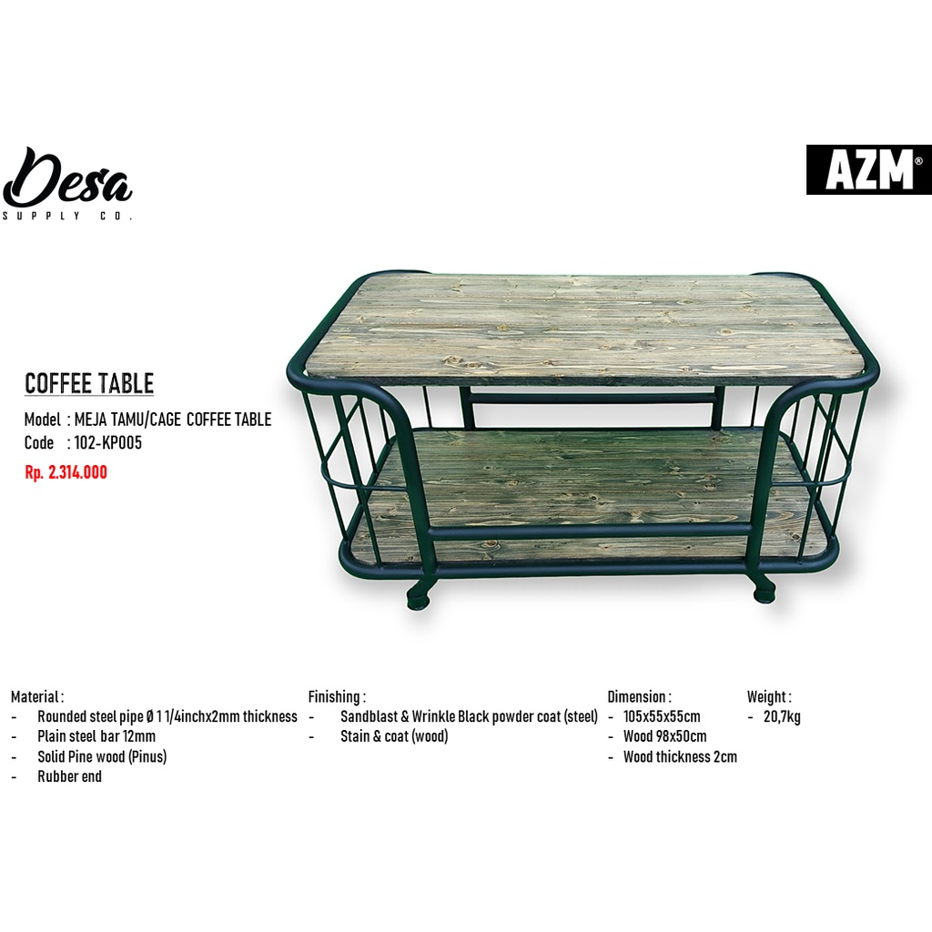 Jual Meja Cafe Coffee Table Meja Tamu Industrial Furniture Meja Cafe ...
