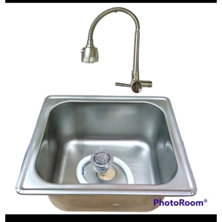 Jual Kitchen Sink Riyal SB 300 komplit kran dinding stainless | Shopee ...