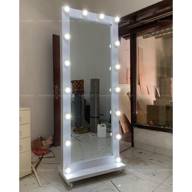 Jual Standing vanity mirror kaca rias lampu full body cermin review ...