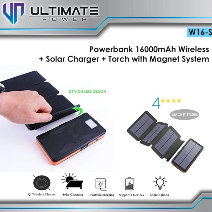 Jual Ultimate Power W2 Powerbank Solar + Wireless Charger + Led Torch ...