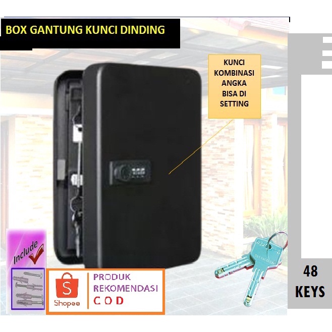Jual Key Box 48 KEYS tempat gantungan kunci kotak besi tempel dinding ...