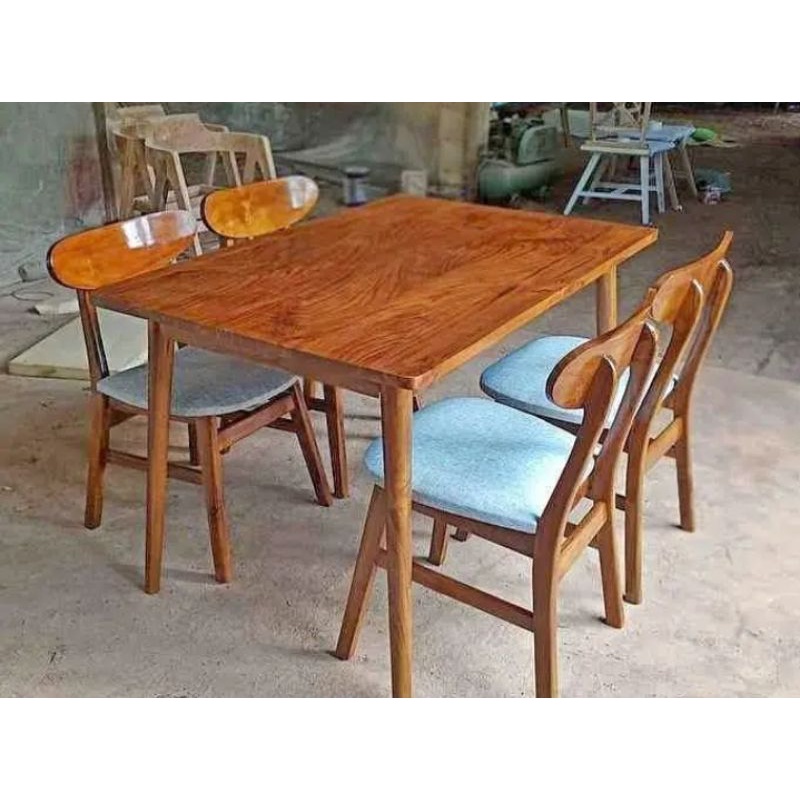 Jual meja makan ropan//kursi makan minimalis modern k4 kayu jati | Shopee Indonesia