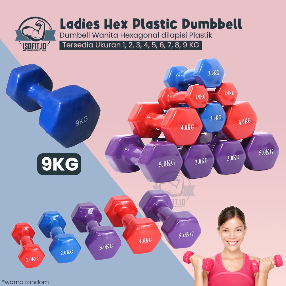 Jual Isofit.id Ladies Hexagonal Plastic Dumbell / Barbel Hexagonal ...