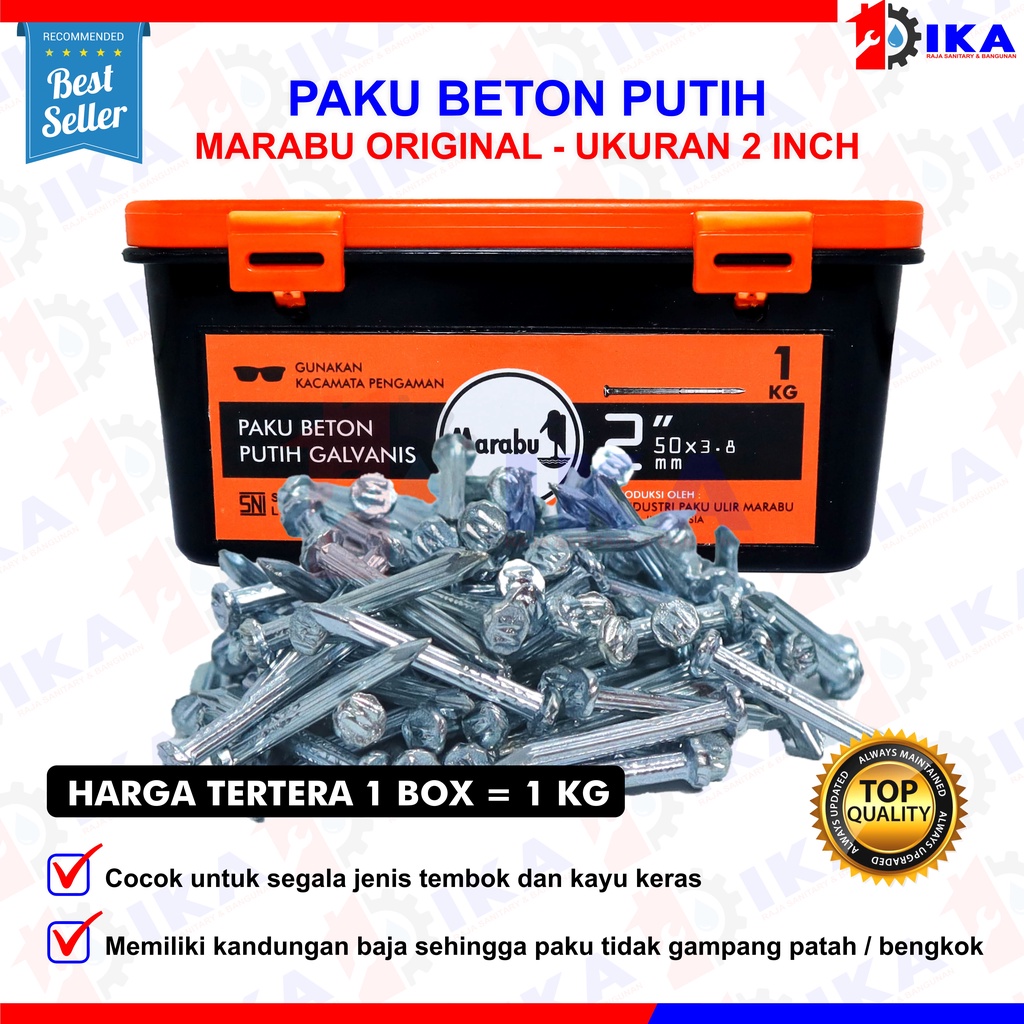 Jual PAKU BETON MARABU PUTIH 3cm,4cm,5cm,7cm,10cm, jual perkotak (1kg) Paku beton Marabu putih ...