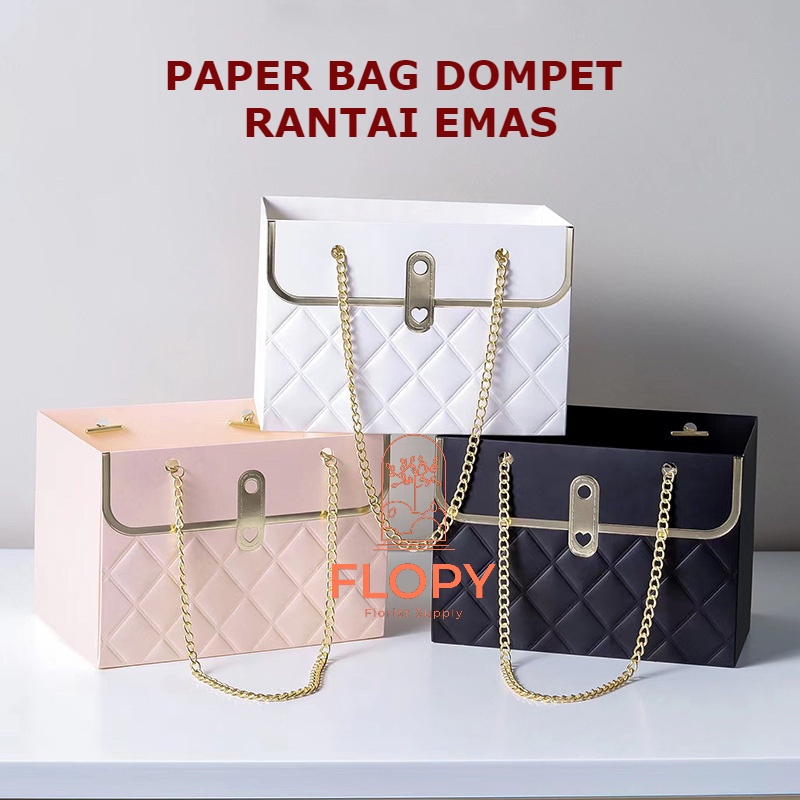 Jual Flower Bag Dompet Rantai Emas Gold / Paper Bag Bunga Tas Bunga ...