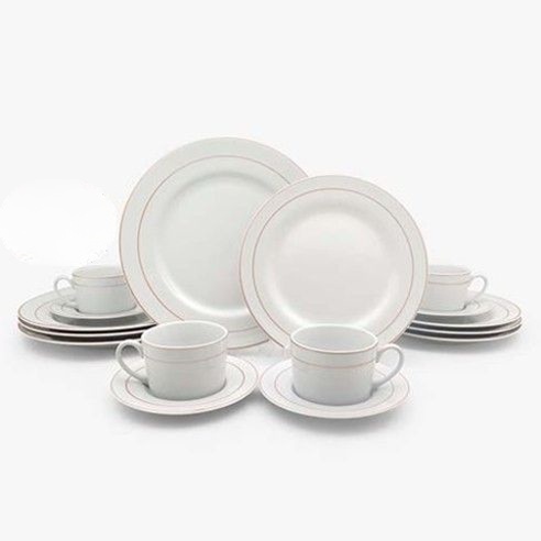 Jual Piring Makan Set Putih Lis Emas Isi 16 pcs | Plate Set Gold Line ...