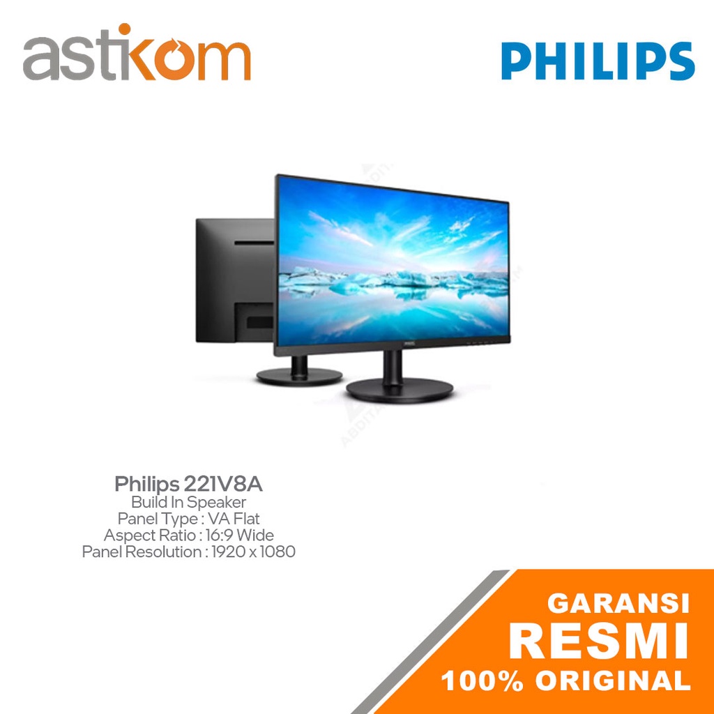 Jual LED Monitor 22" Philips 221V8A 1080p VGA HDMI Speaker 75Hz VESA ...