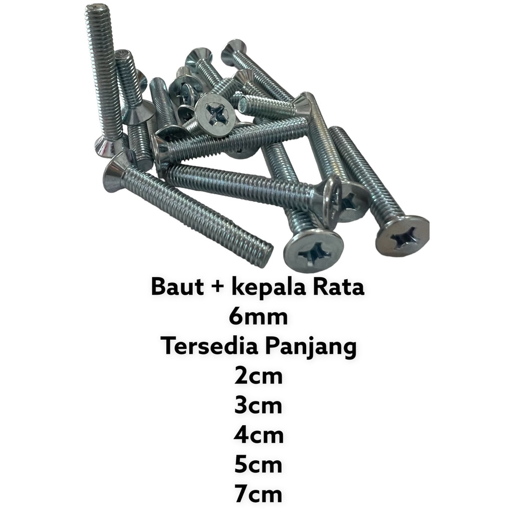 Jual MACH SCREW JF/KEPALA BAUT OBENG + PUTIH 6mm/BAUT AFUR/BAUT/UKURAN ...