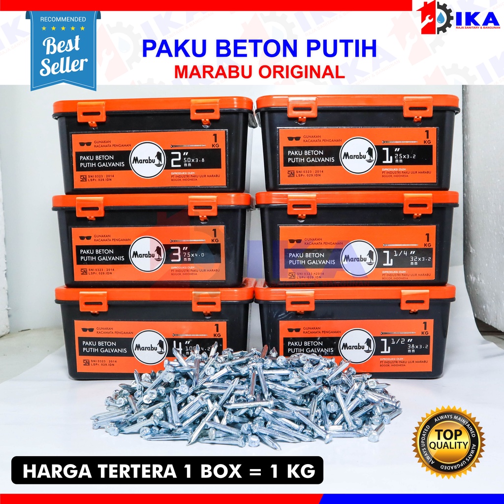 Jual PAKU BETON MARABU PUTIH 3cm,4cm,5cm,7cm,10cm, jual perkotak (1kg) Paku beton Marabu putih ...