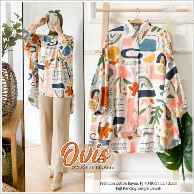 Jual OVIS BLOUSE/OVERSIZE BLOUSE MOTIF - ATASAN RAYON FULL KANCING ...