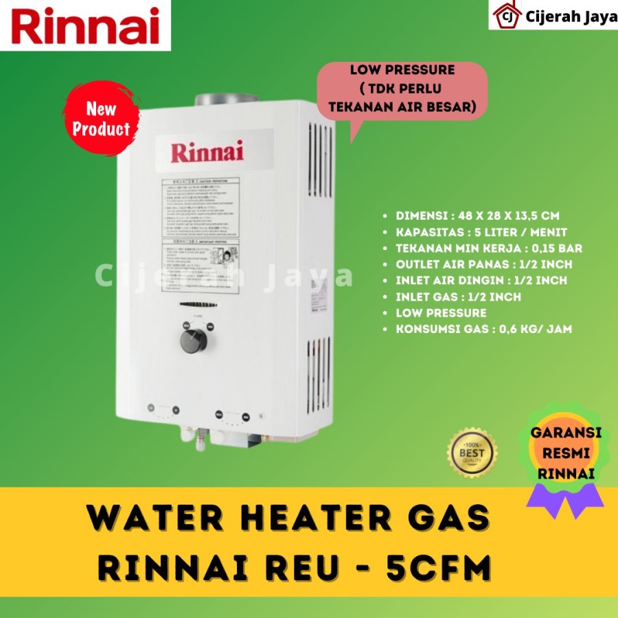 Jual Water Heater Rinnai Gas REU 5 CFC / REU5CFC / Promo / Pemanas Air Gas Rinnai REU 5 CFC ...
