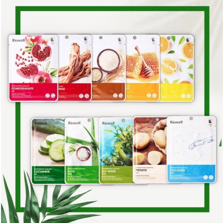 Jual RICOCELL Nature Recovery Mask Pack Masker Wajah Original KOREA ...