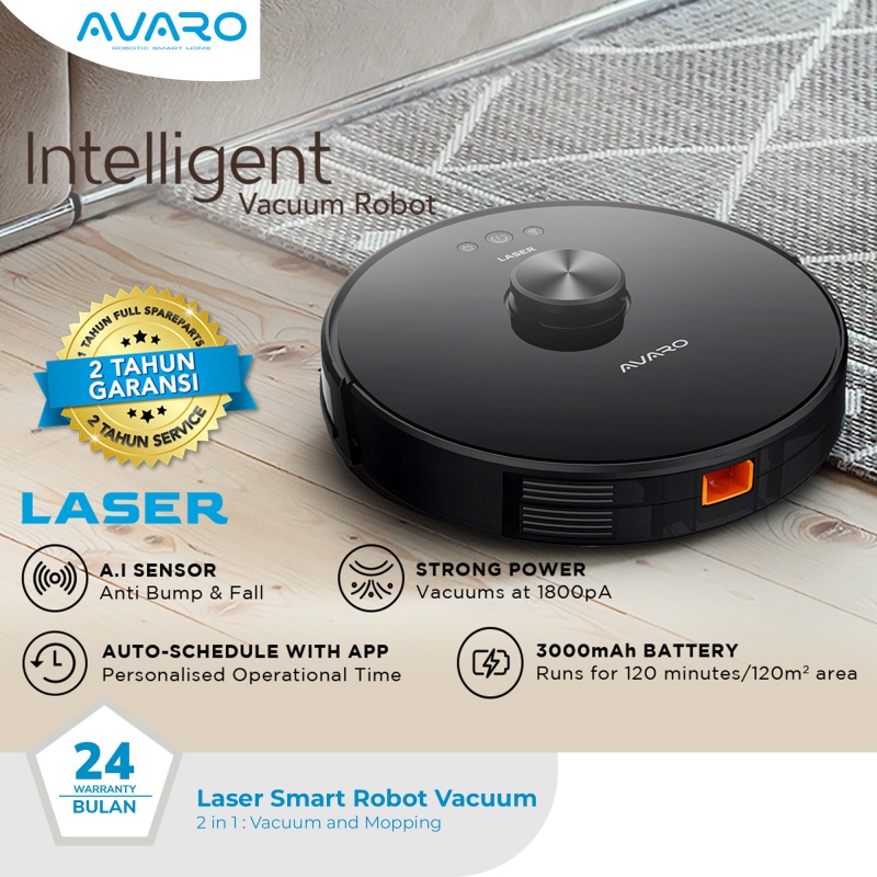Jual AVARO Laser Vacuum And Mopping Cleaner Robotic 2in1 [GARANSI 2 ...
