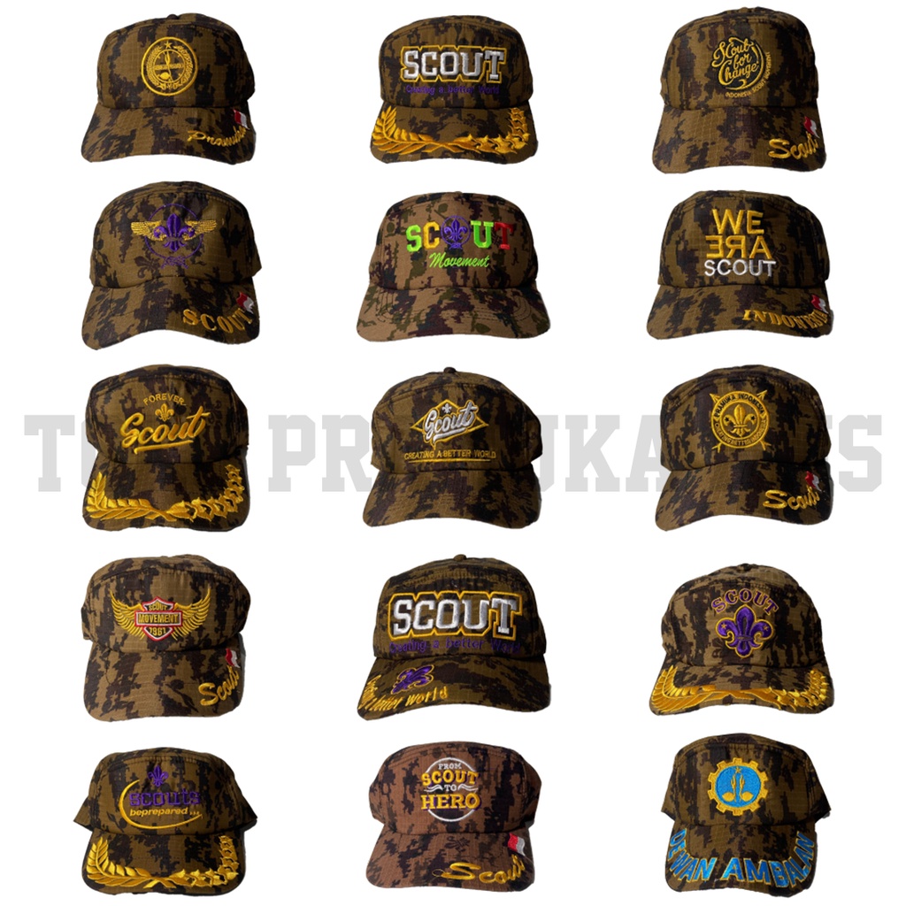 Jual Topi Loreng Pramuka Topi Lapangan Pramuka Bordir Scout | Shopee ...