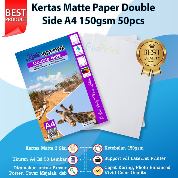Jual Kertas Matte Paper Double Side A4 150gsm - Kertas Matte A4 50 ...