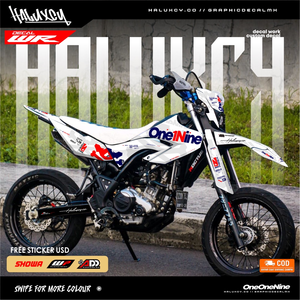 Jual DECAL WR 155 SUPERMOTO FULL BODY HITAM SUPER GLOSSY DOFF DESAIN ...