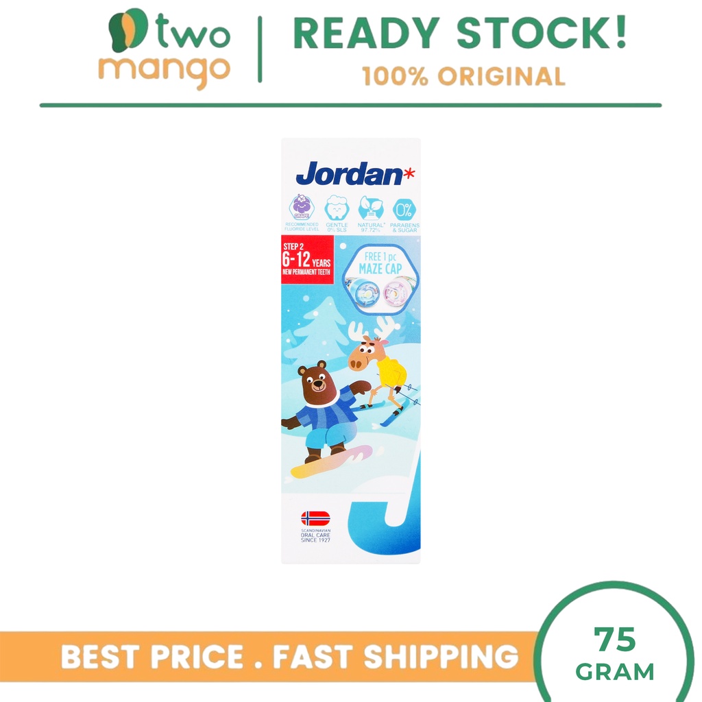 Jual JORDAN KIDS TOOTHPASTE NEW PERMANENT TEETH STEP 2 (6-12 YEARS) 75G ...