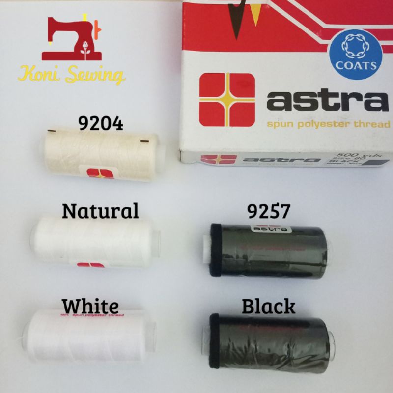 Jual Benang jahit Astra 500 yards original warna hitam dan putih ...