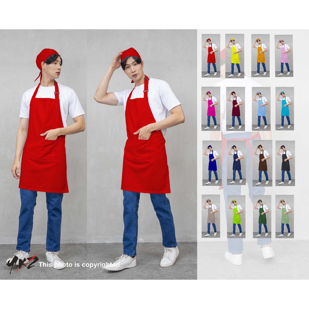 Jual apron polos merah apron barista /celemek resto/apron cafe/celemek ...