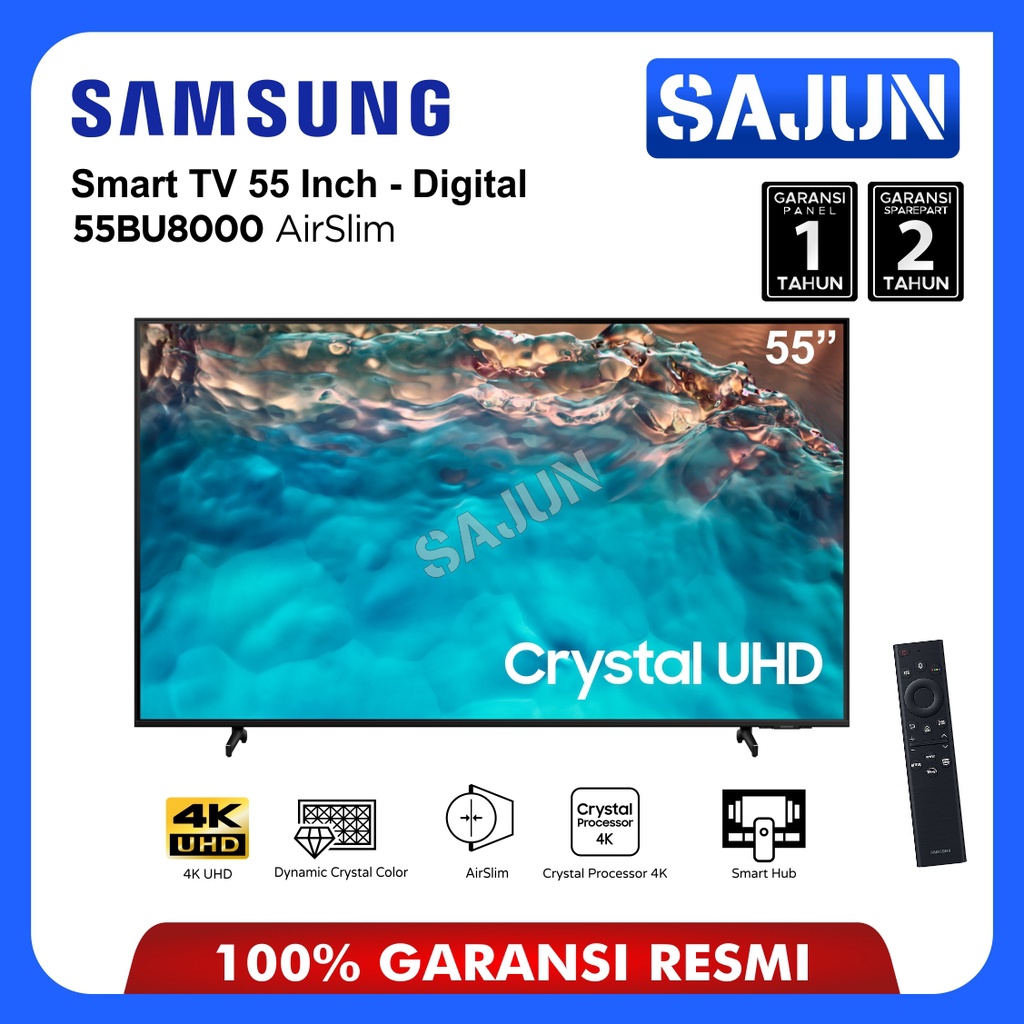 Jual Samsung 55BU8000 Smart TV 55 Inch Crystal UHD 4K BU8000 | Shopee Indonesia