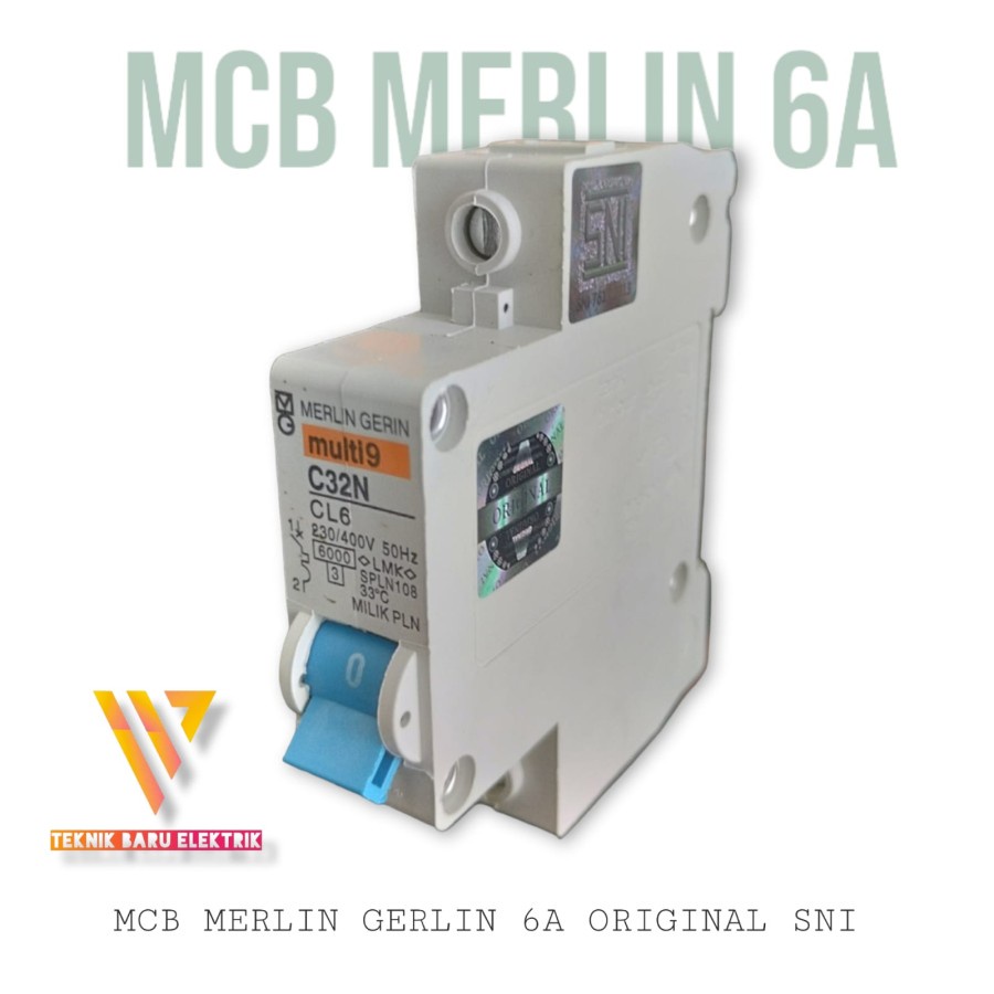 Jual MCB MERLIN GERLIN 2A 4A 6A SNI ORI HOLOGRAM SPLN PLN BENSER ...