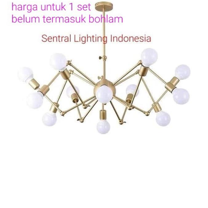 Jual S001-12 PENDANT LAMP SPIDER GOLD CABANG 12 BISA DI TEKUK LAMPU ...