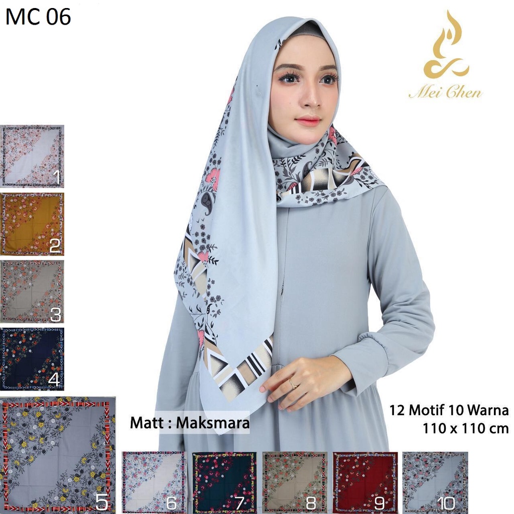 Jual Mc06 Hijab segi empat motif jilbab segi empat Motif mei chen Fashion muslim wanita terbaru ...
