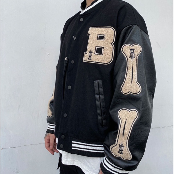 Jual ZY - B Varsity Jacket Baseball The Bone Bisbol Korean Style Remaja ...