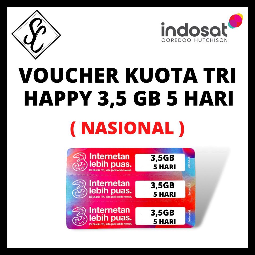 Jual VOUCHER TRI HAPPY 3.5GB 5 HARI | Shopee Indonesia