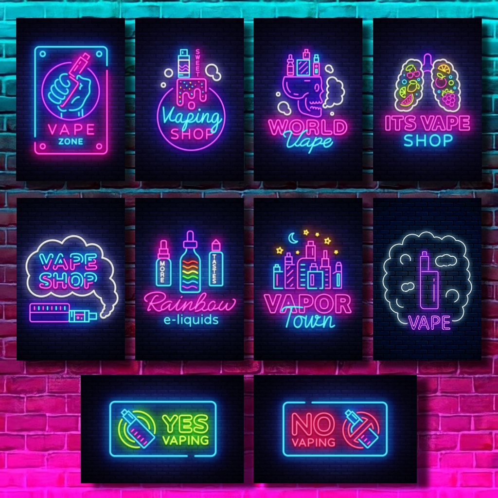 Jual Poster Kayu NEON VAPING/ pajangan dinding studio/ WallDecor ...