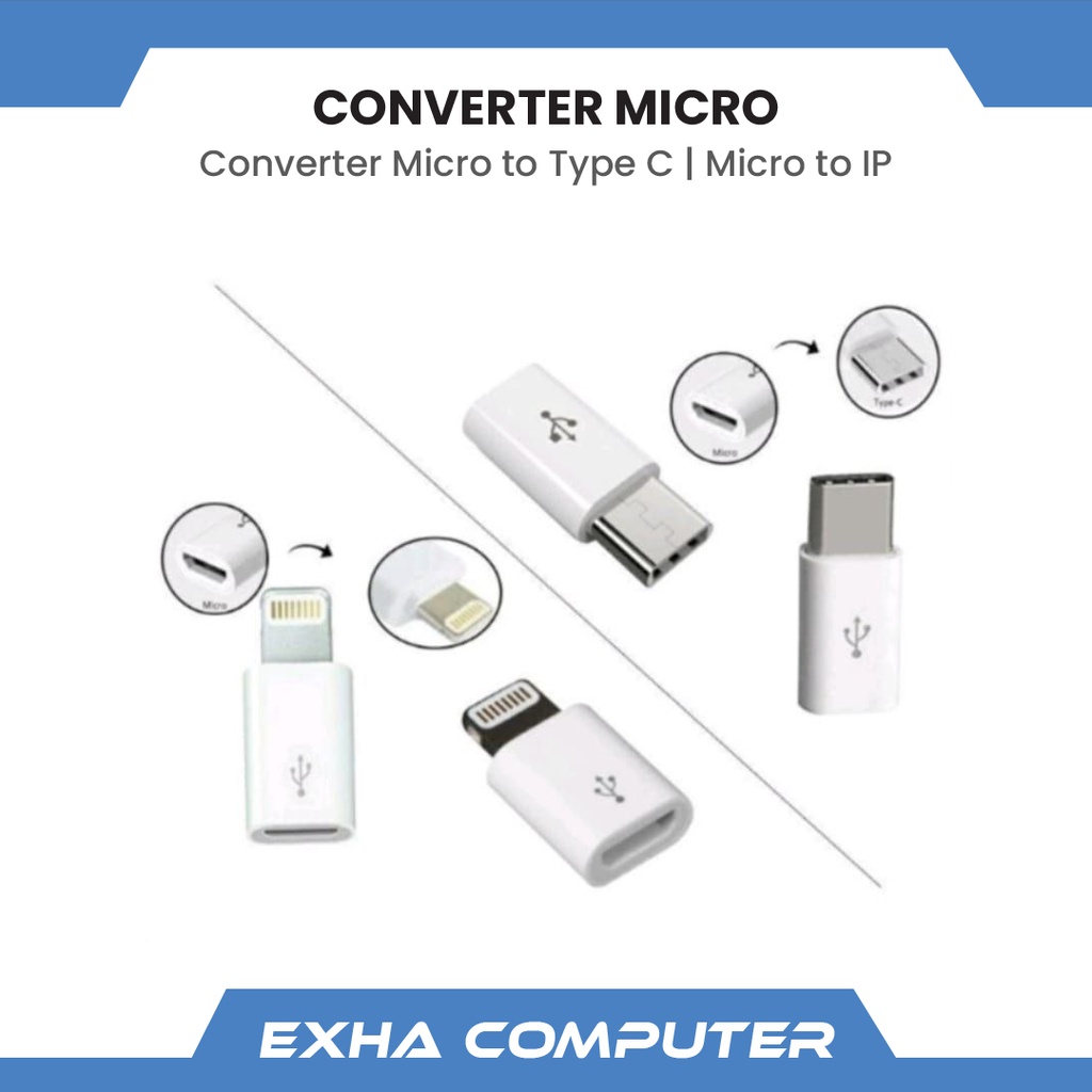 Jual CONVERTER ADAPTER MICRO TO TYPE C | MICRO TO IPHONE | Shopee Indonesia