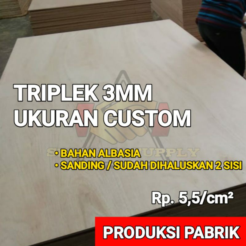 Jual PAPAN KAYU TRIPLEK / PLYWOOD / MULTIPLEK 3MM ALBASIA UTY UKURAN CUSTOM | Shopee Indonesia