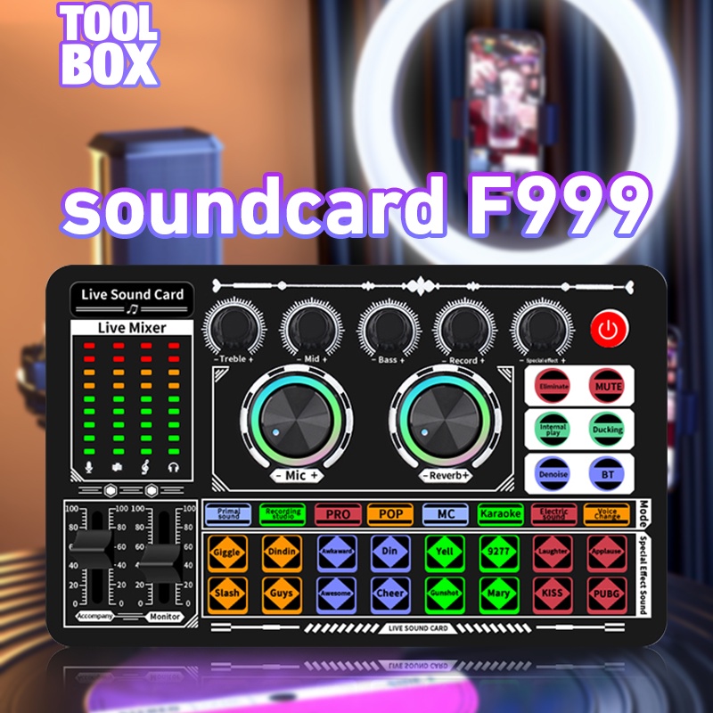 Jual TOOLBOX F999 Live Sound Card Live Mixer Periferal Komputer Untuk ...