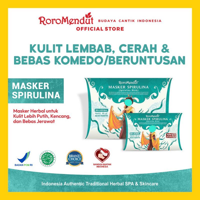 Jual ORIGINAL RORO MENDUT MASKER SPIRULINA | KULIT BERUNTUS BPOM ...