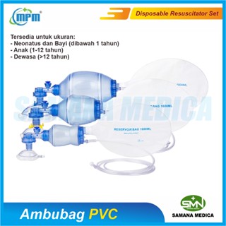 Jual Ambubag + Guedel Mayo Sungkup PVC Lengkap dengan MPM Rescucitator ...