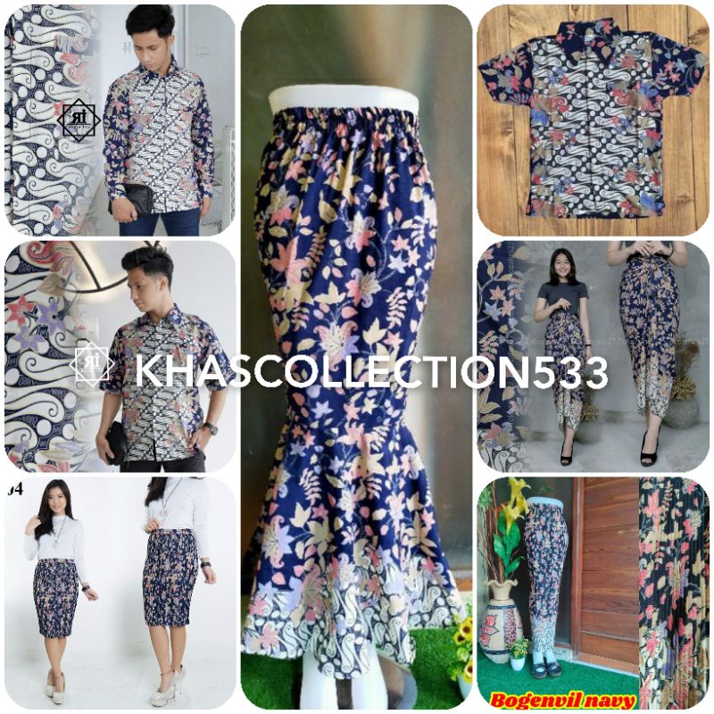 Jual COUPLE BATIK / BATIK COUPLE SERAGAMAN BOGENVIL NAVY | Shopee Indonesia