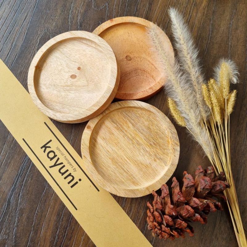 Jual Coaster Bulat Tepi / Tatakan Gelas Kayu / Coaster Gelas / Alas Kue ...