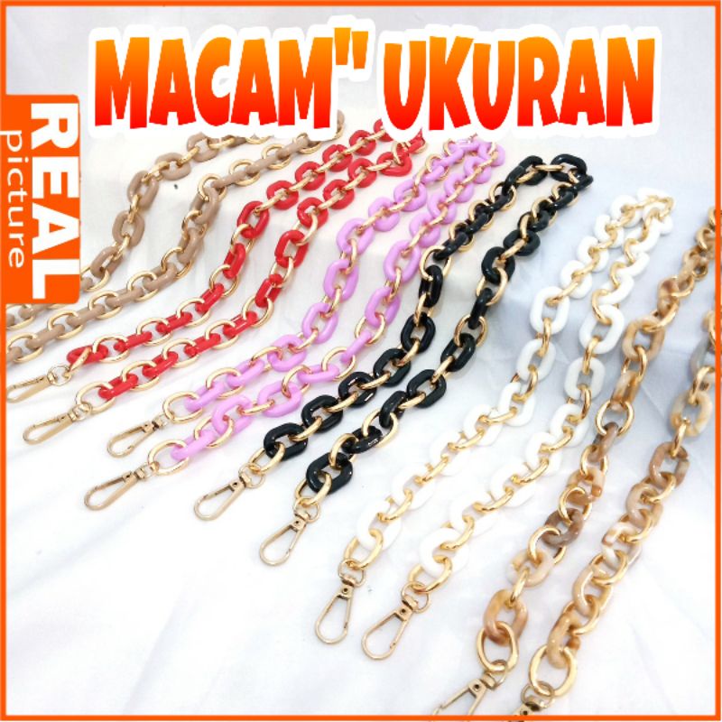 Jual TALI TAS RANTAI AKRILIK WARNA PANJANG/PENDEK STRAP TAS SELEMPANG ...