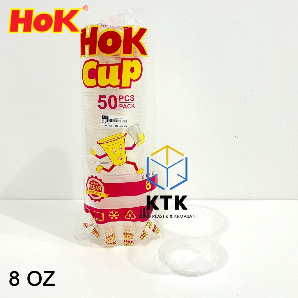 Jual Gelas Plastik HOK Cup 8 Oz Bening [50's] Gelas Minuman Transparan ...