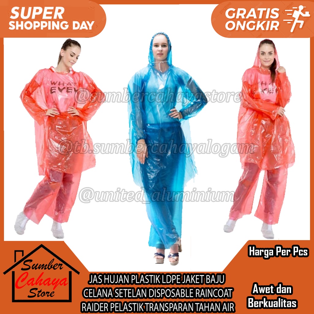 Jual JAS HUJAN PLASTIK LDPE JAKET BAJU CELANA SETELAN DISPOSABLE ...