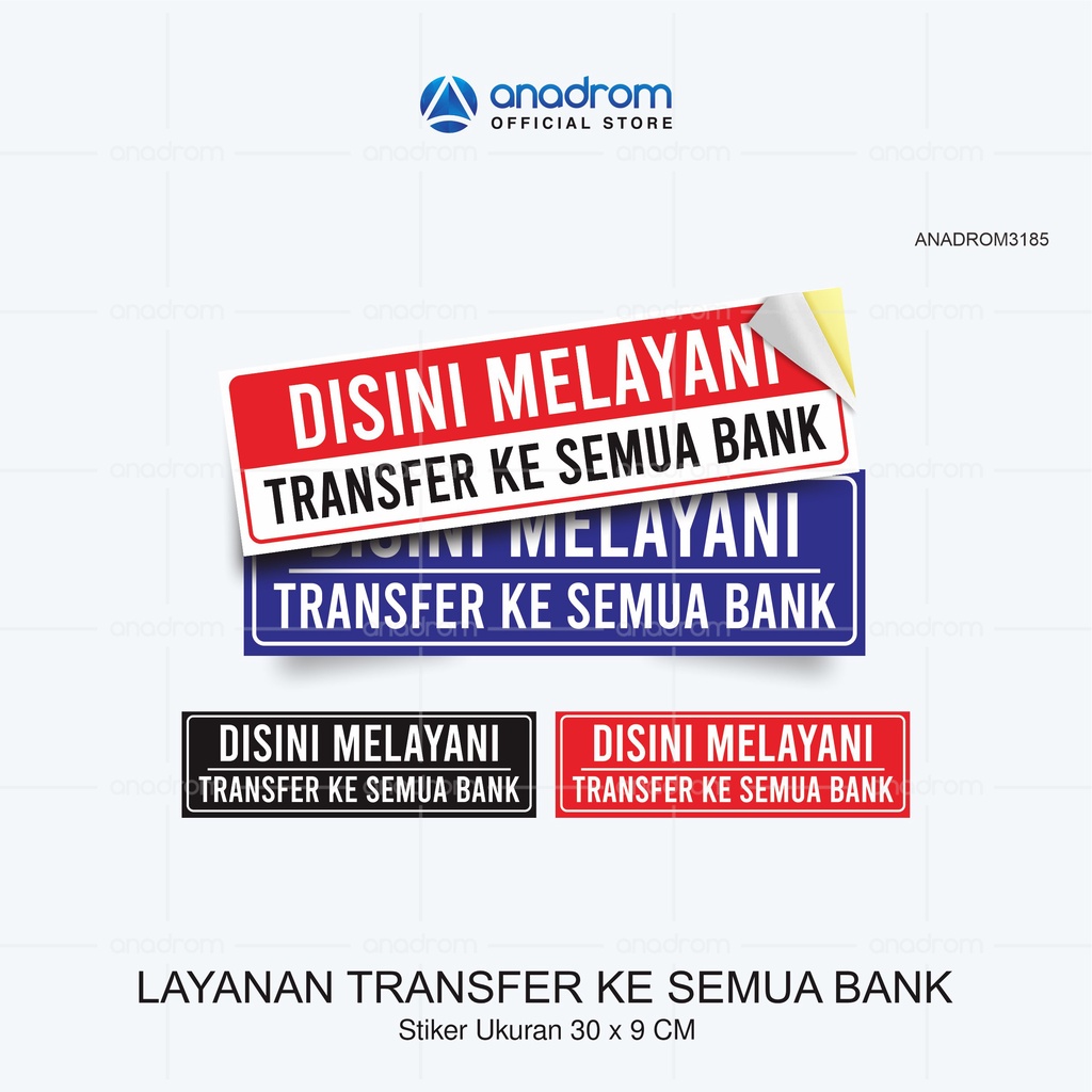 Jual Stiker Layanan Transfer Ke Semua Bank I Size 30x9 Cm I Anadrom ...