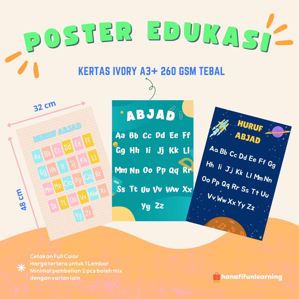Jual Poster Edukasi Anak Poster Abjad Poster Pendidikan Anak Usia Dini ...