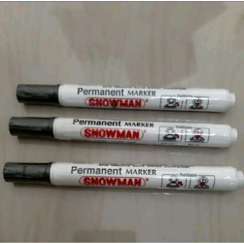Jual Spidol permanent SNOWMAN hitam/permanent marker/spidol/ecer/SPIDOL ...