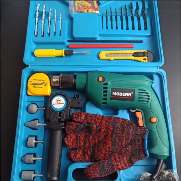 Jual Mesin Bor Listrik Set Modern 13mm m-2130 Impact Drill Beton Besi ...