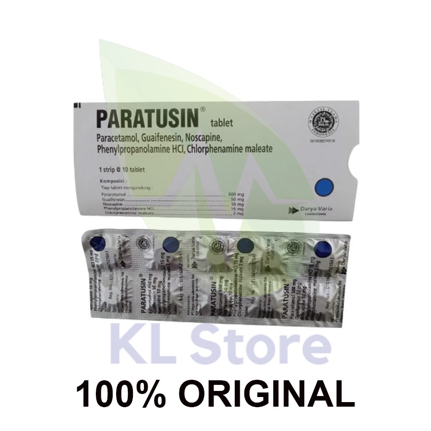 Jual PARATUSIN 10 TABLET 1 STRIP PARACETAMOL GUAIFENESIN NOSCAPINE OBAT ...