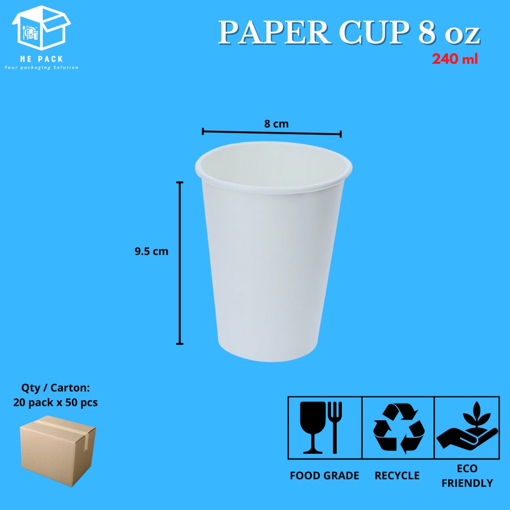 Jual Paper Cup/Gelas Kertas 8oz Tahan Panas | Shopee Indonesia